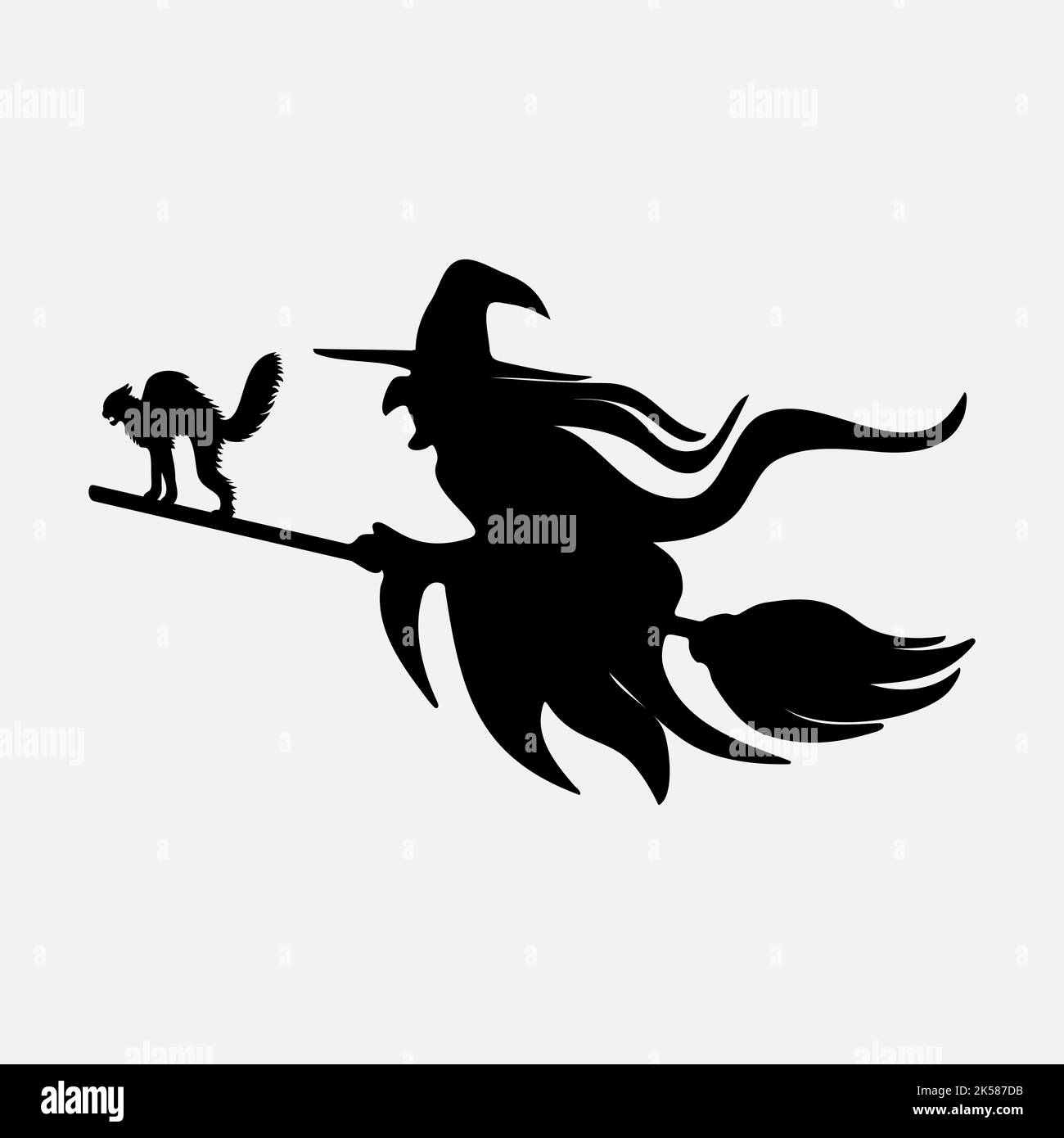Fliegende Hexe Silhouette Cliparts, Halloween Illustration in schwarzem ...