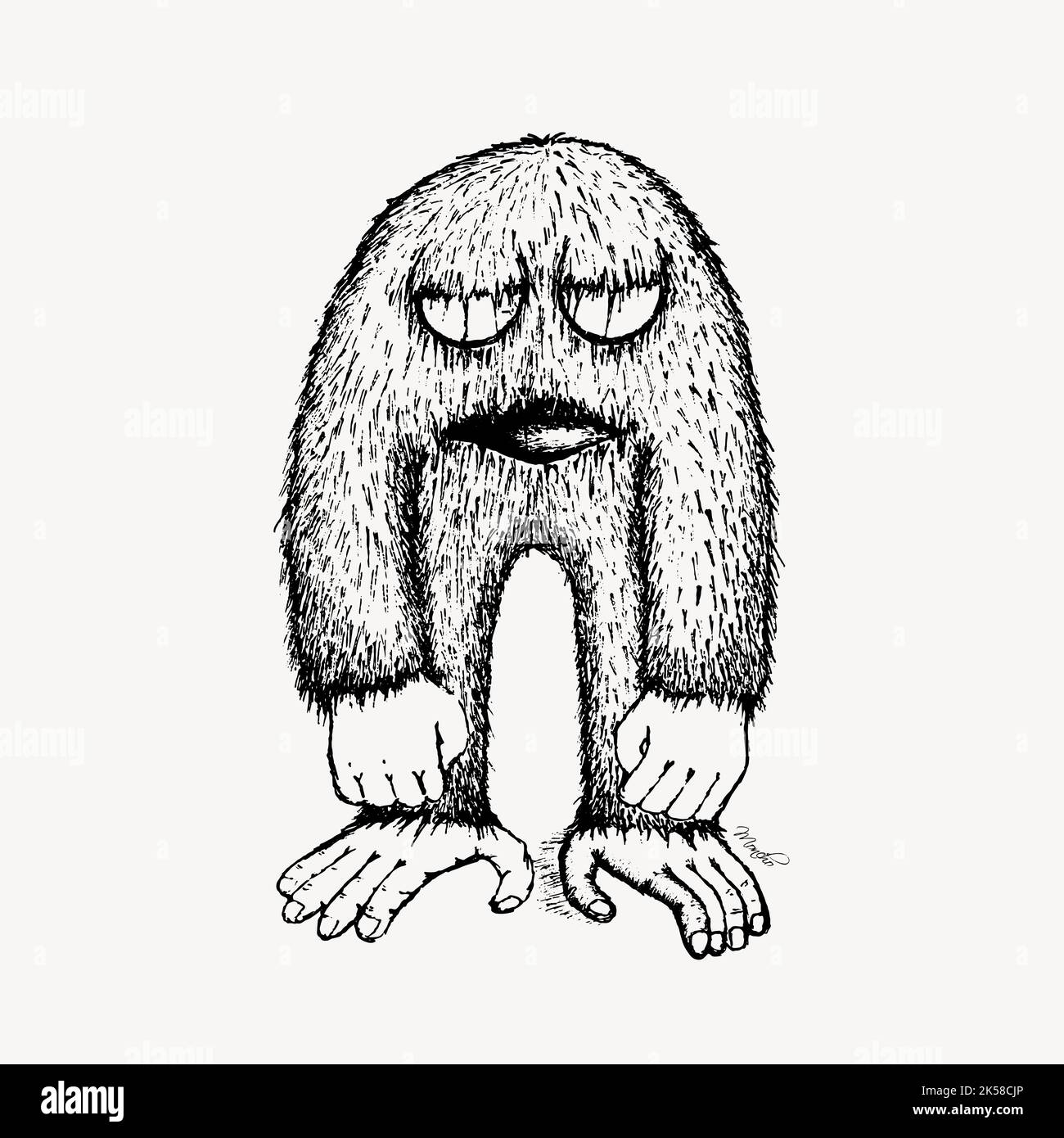 Fell Monster Zeichnung, Cartoon Hand gezeichnet Vektor Stock ...
