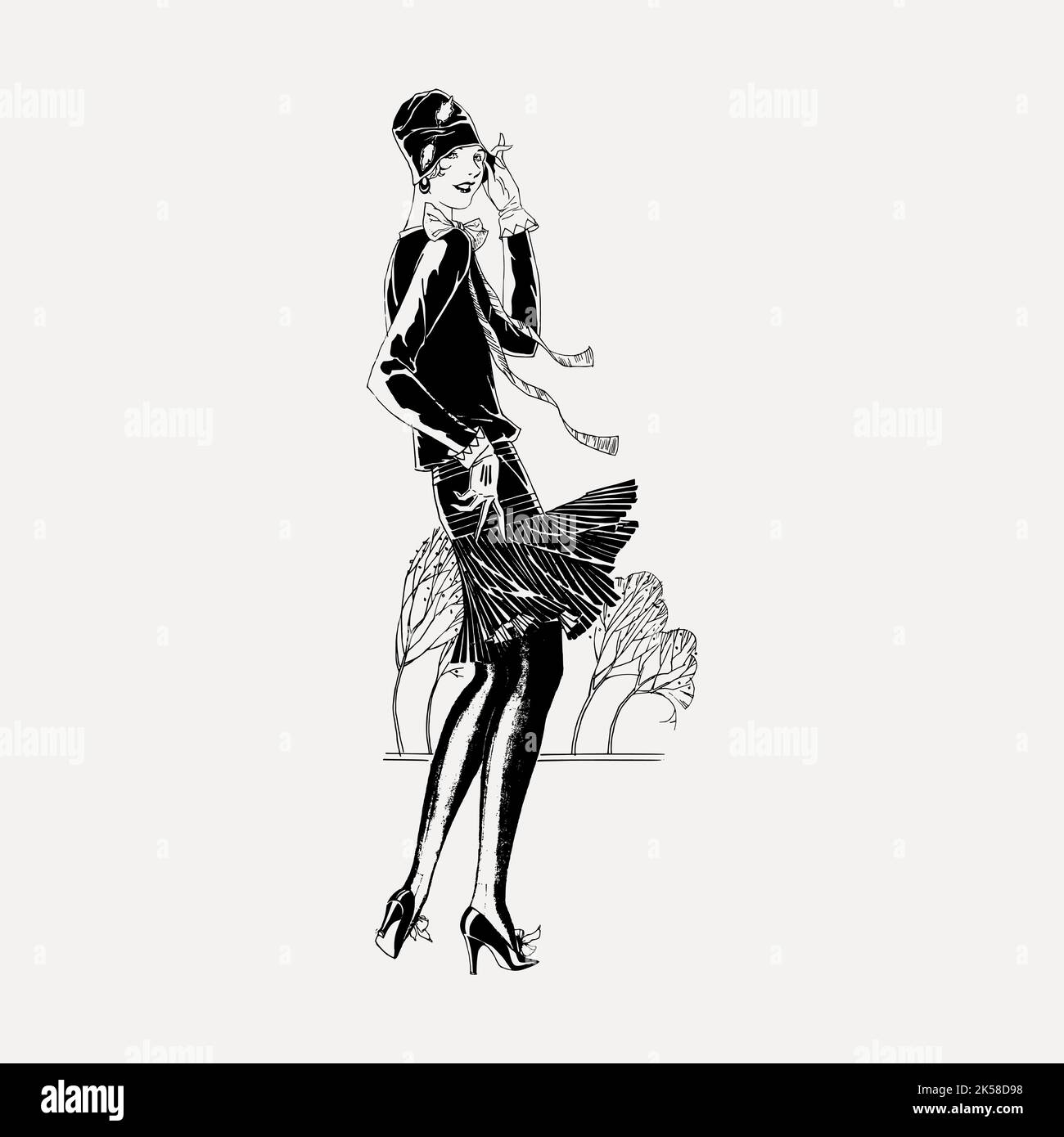 Flapper Dame Hand gezeichnet Cliparts, Mode Illustration Vektor Stock ...