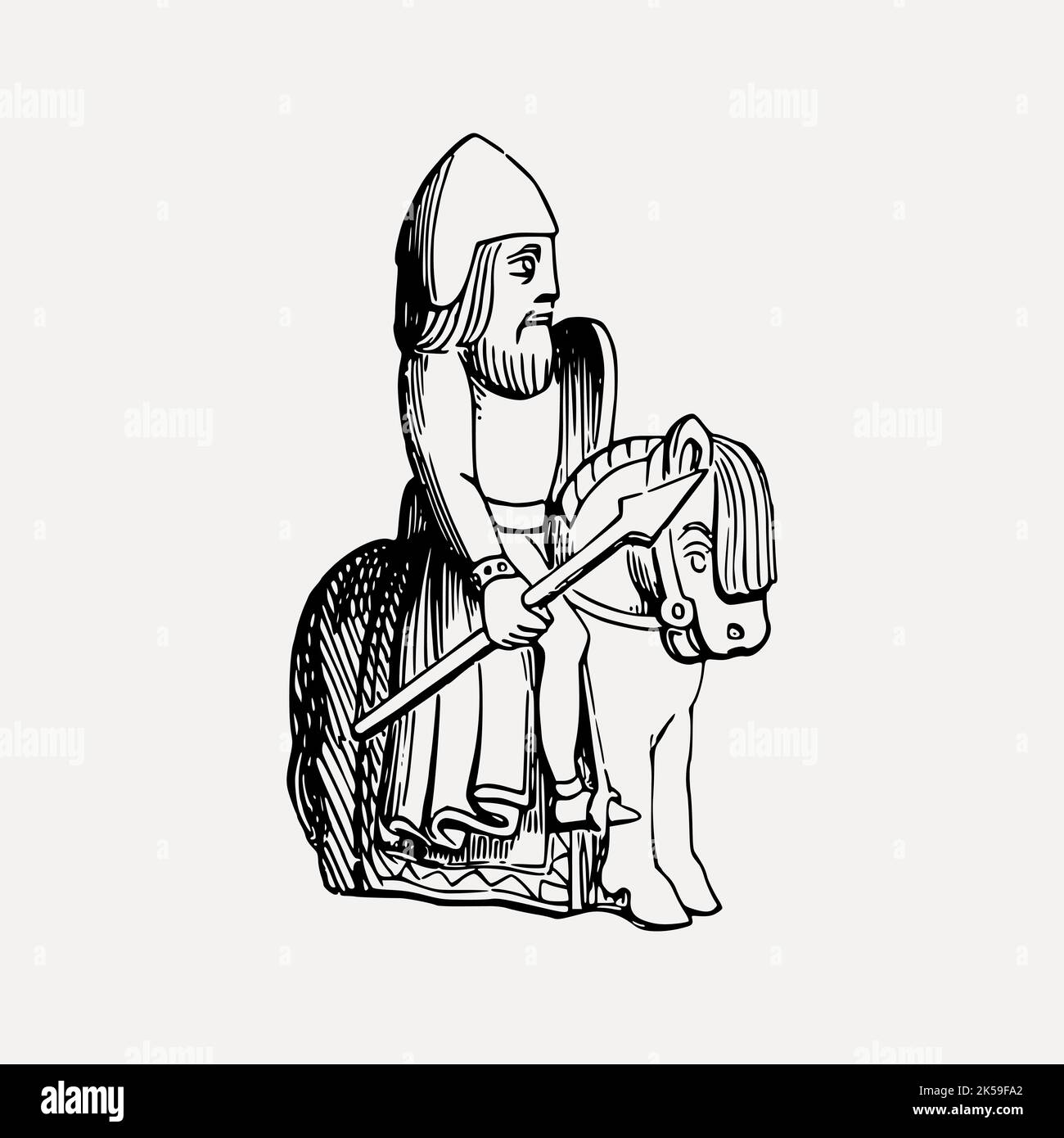 Mittelalterliche Ritter Zeichnung, Schachfiguren Illustration Vektor Stock-Vektorgrafik - Alamy