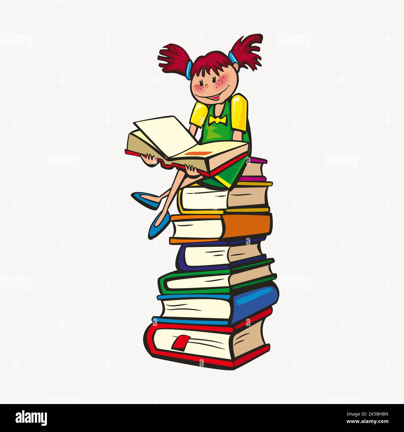 Lesen Mädchen Clipart, Illustration Vektor Stock-Vektorgrafik - Alamy