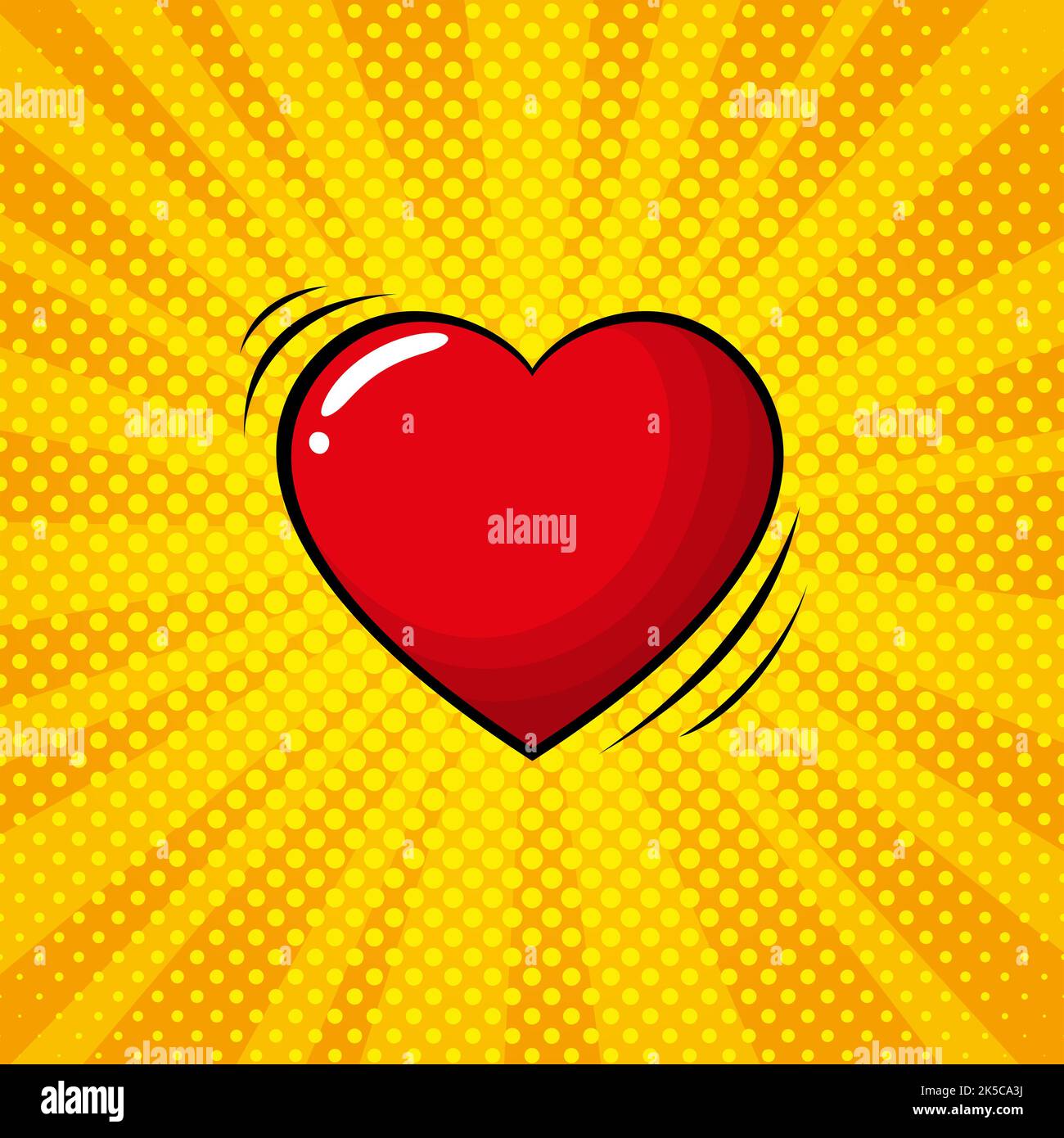 Bunte Pop Art Retro Herz, Comic-Stil, Illustration Stockfotografie - Alamy