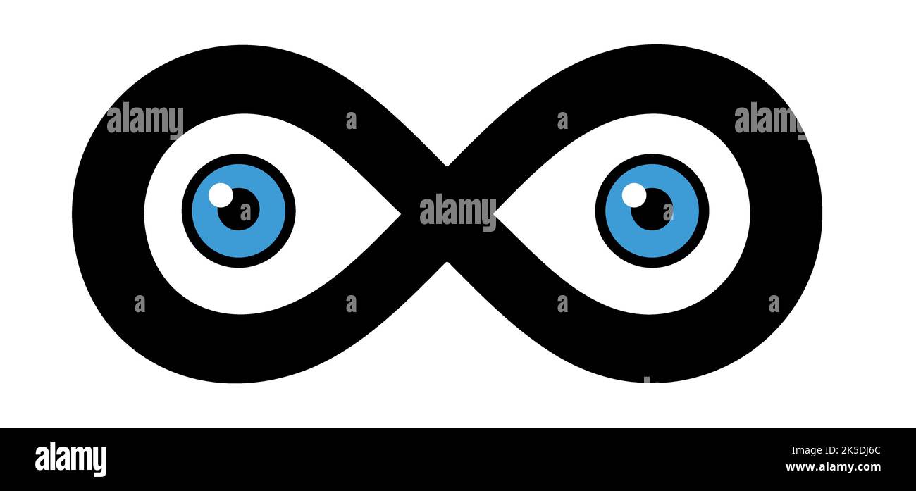 Cartoon unendliches Logo. Augensymbol oder Piktogramm. Linienmuster ...