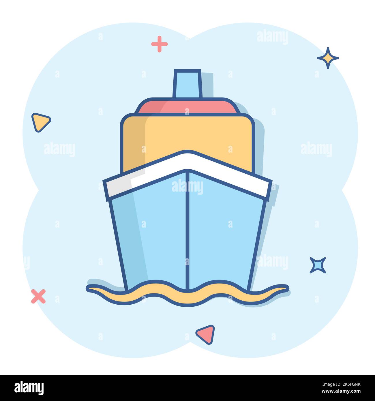 Schiff Kreuzfahrt zeichen Symbol im Comic-stil. Frachtboot vektor ...