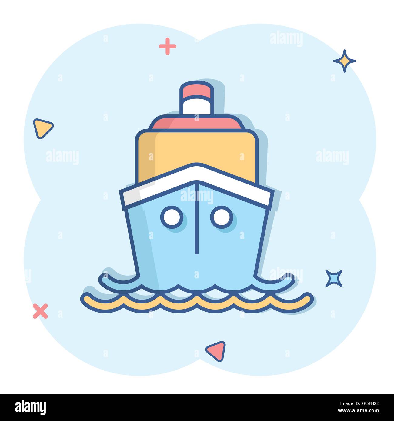 Schiff Kreuzfahrt zeichen Symbol im Comic-stil. Frachtboot vektor ...