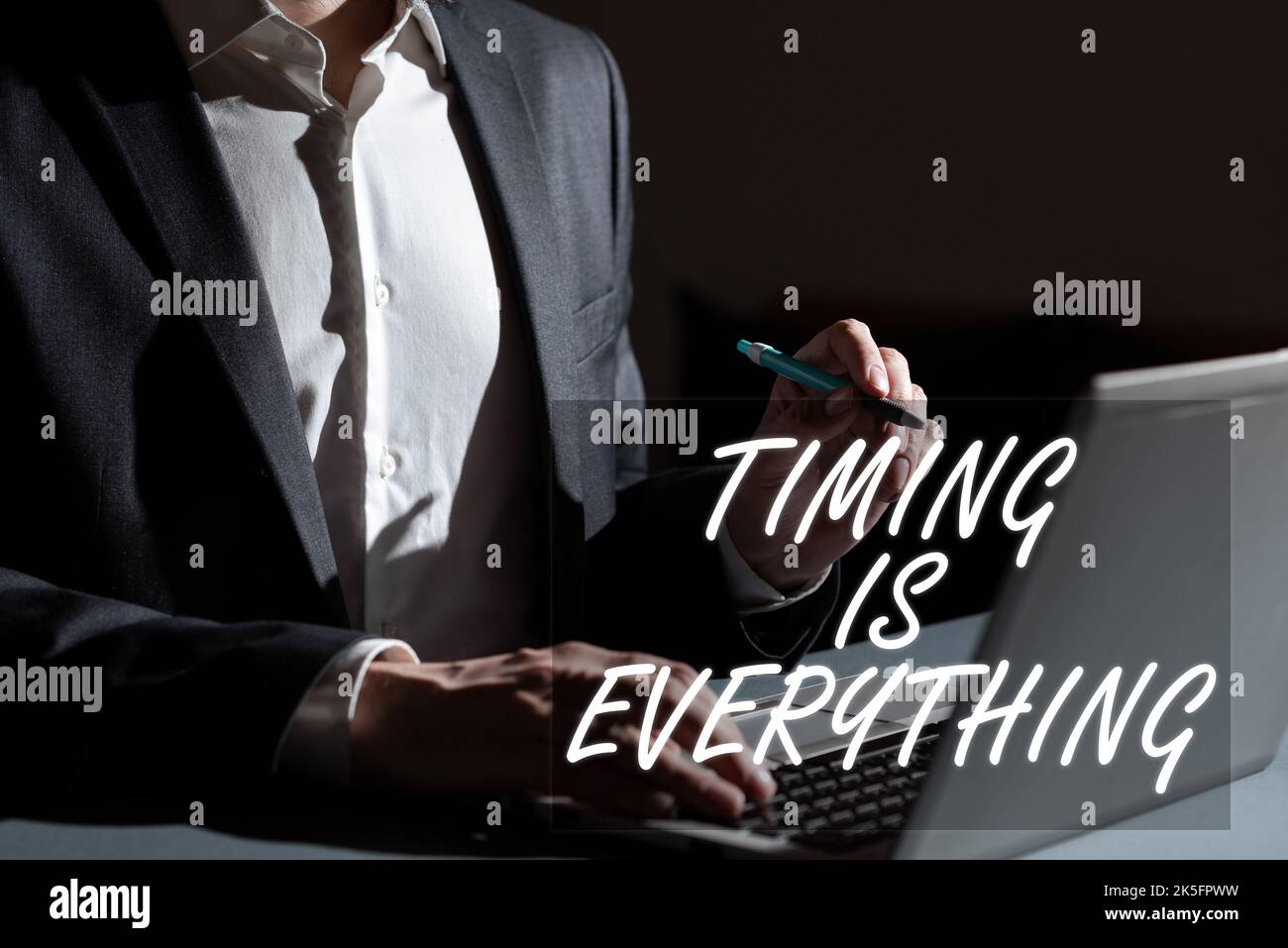 Schild, das Timing anzeigt, ist alles. Wort für Wort ist es jetzt ...