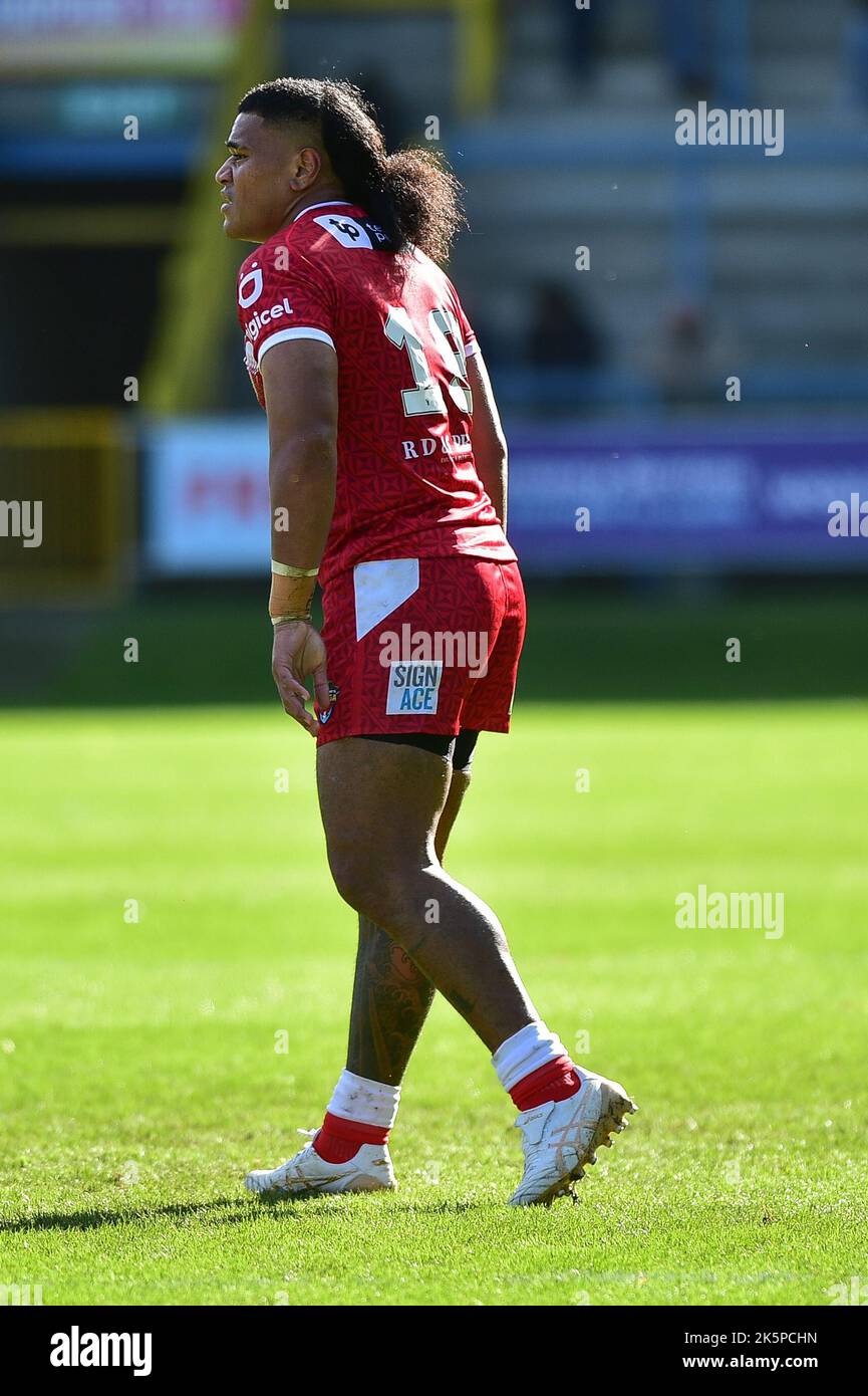 Halifax, England - 8.. Oktober 2022 - Mosese Suli aus Tonga, Rugby ...