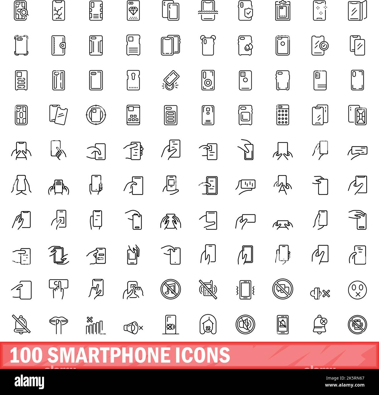 100 Smartphone-Symbole eingestellt. Skizzieren Sie die Darstellung von ...