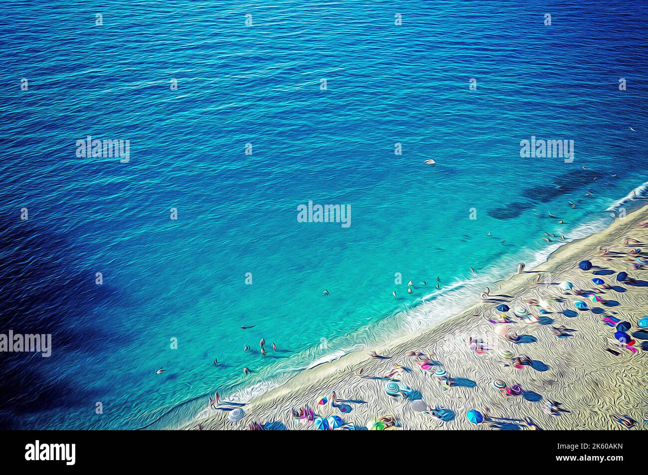 Tropea Village Strand von oben gesehen, mit seinem kristallklaren Meer ...