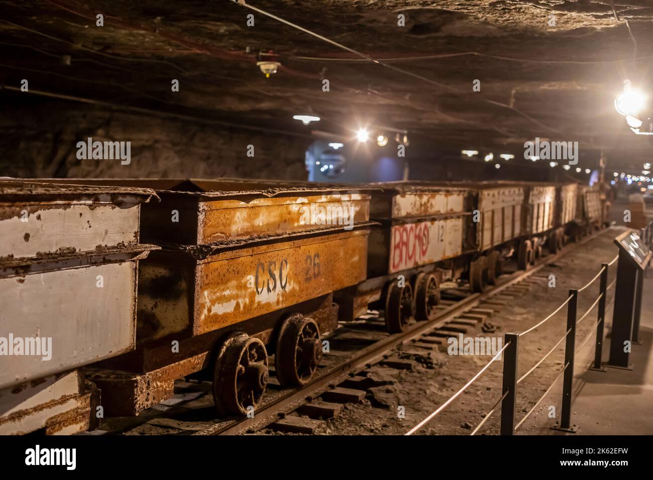 Hutchinson, Kansas - Alte Eisenbahnwagen, die im Salzbergbau im ...