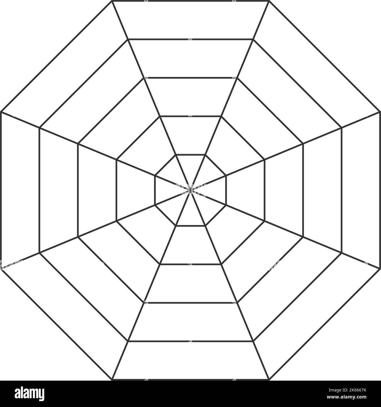 Achteckige Radar- oder Spider-Diagramm-Vorlage. Achteck-Diagramm ...
