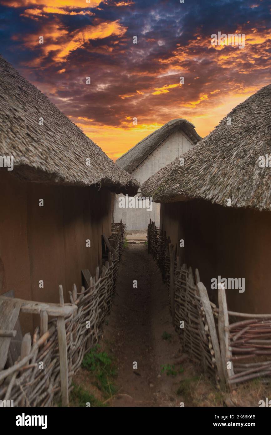 Wikingerdorf haitabu neben Haddebyer noor in Schleswig, Norddeutschland ...