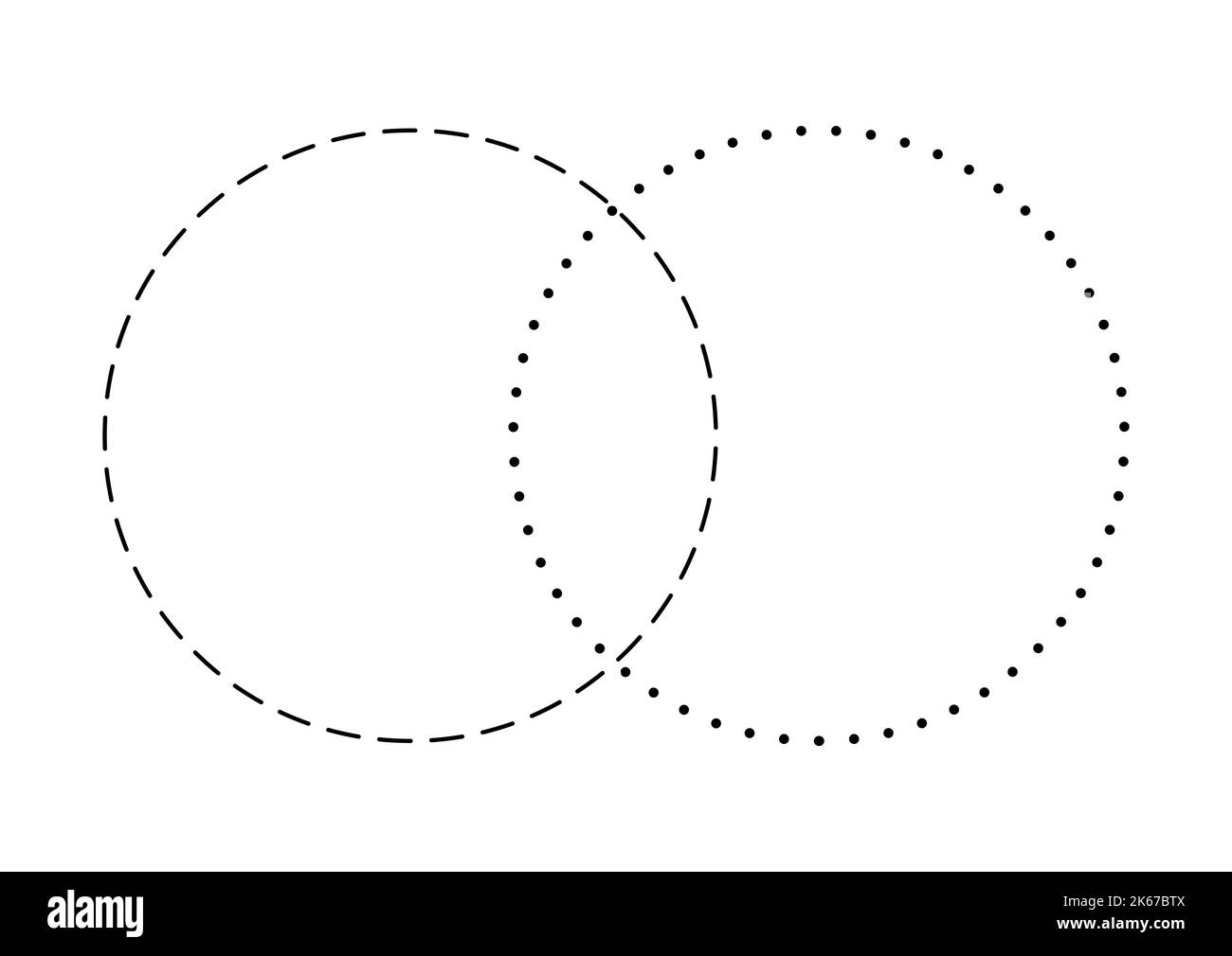 Venn-Diagramm leer verschmelzen zwei Strich Linie und gepunktete Linie ...
