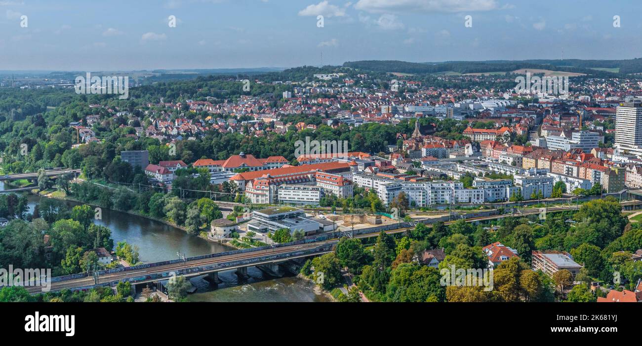 Die Partnerstädte Ulm und Neu Ulm von oben Stockfotografie - Alamy