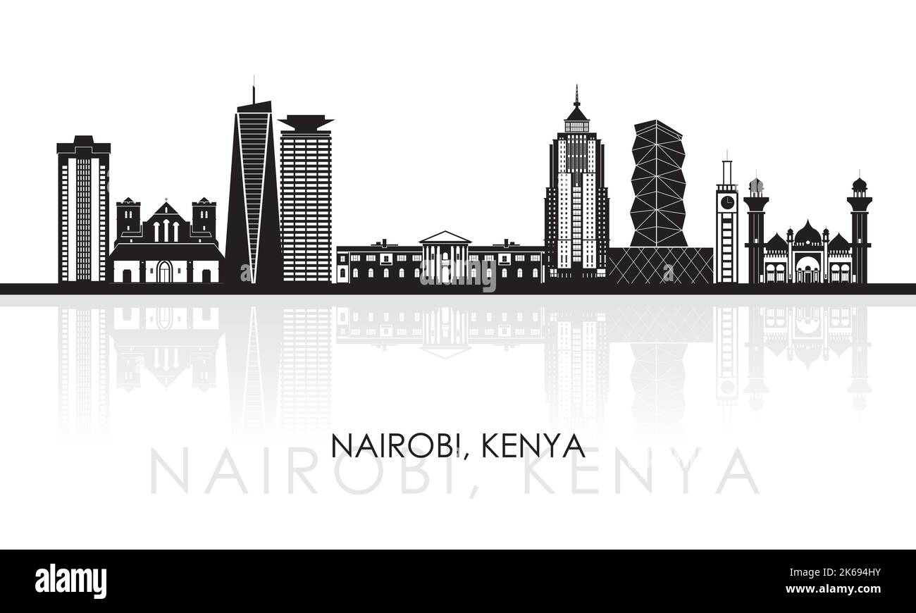 Silhouette Skyline Panorama der Stadt Nairobi, Kenia - Vektor ...