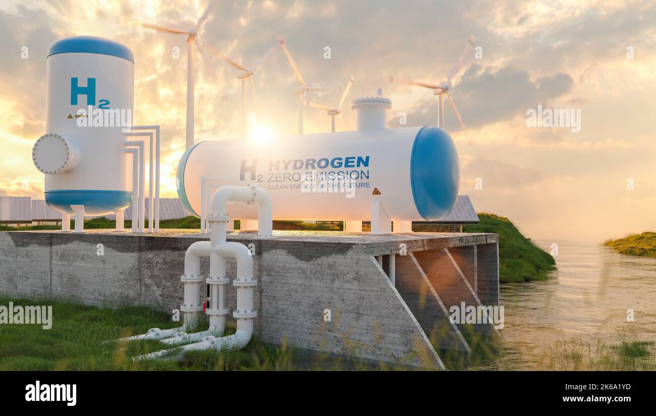 Green Hydrogen Renewable Energy Production Facility - grüne Wasserstoffgas-Pipeline für sauberen ...