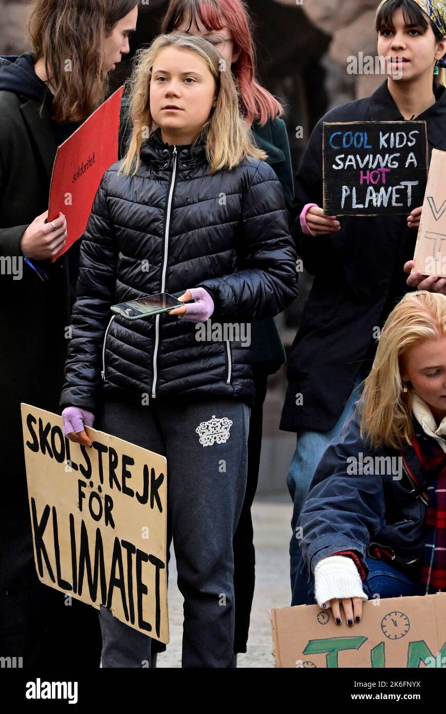 Greta Thunberg am Mynttorget in Stockholm mit Fridays for Future ...
