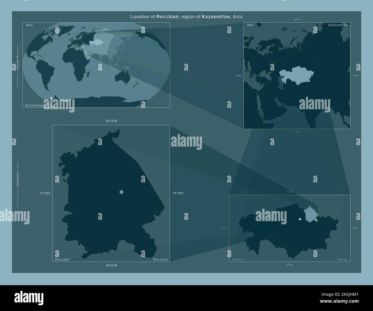 Pawlodar, Region Kasachstan. Diagramm, das die Position der Region auf ...