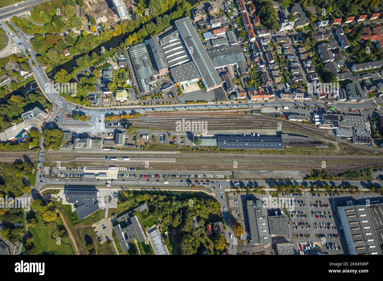 Luftaufnahme, Bahnhof Neheim-Hüsten, Hüsten, Arnsberg, Sauerland ...