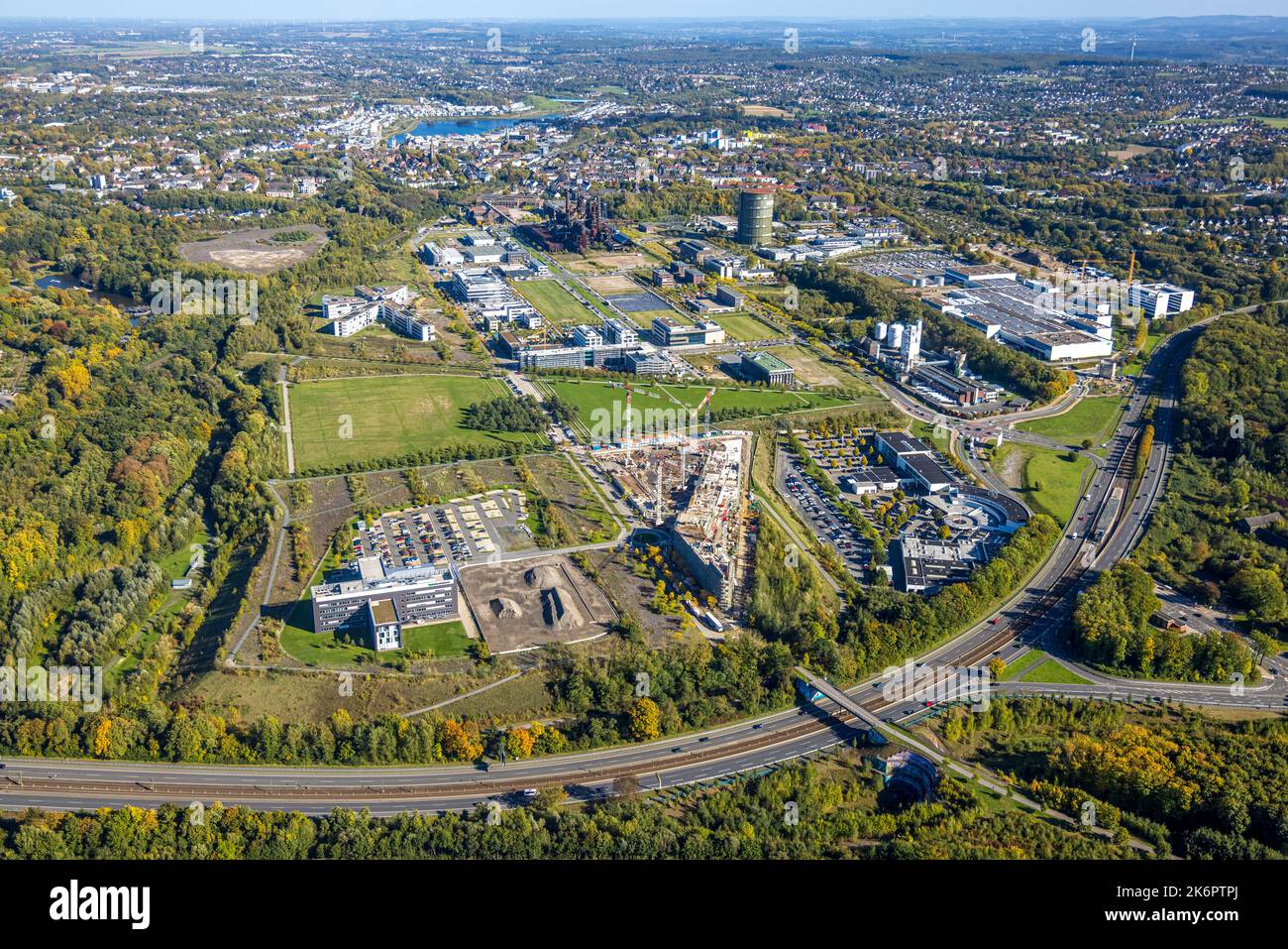 Luftaufnahme, Industriegebiet Phoenix West, Baustelle und Neubau am ...