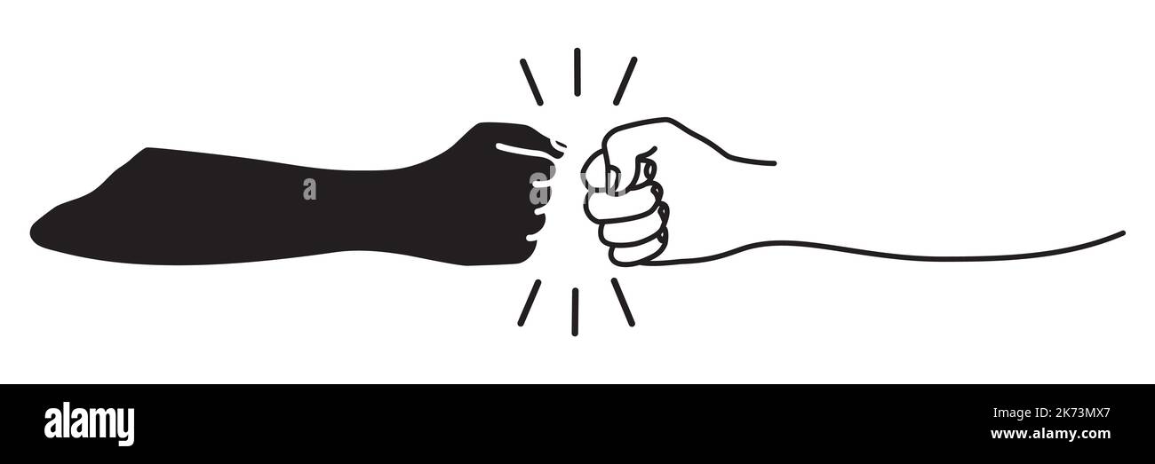Faust stoßen Banner Silhouette und Hand gezeichnet mit einer einzigen ...