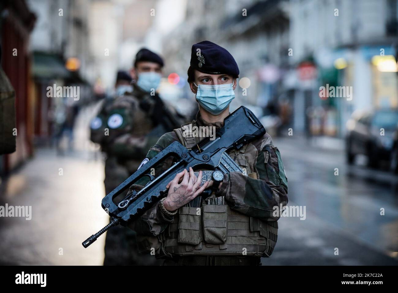 ©Thomas Padilla/MAXPPP - 19/11/2020 ; Paris, FRANCE ; PATROUILLE AVEC ...