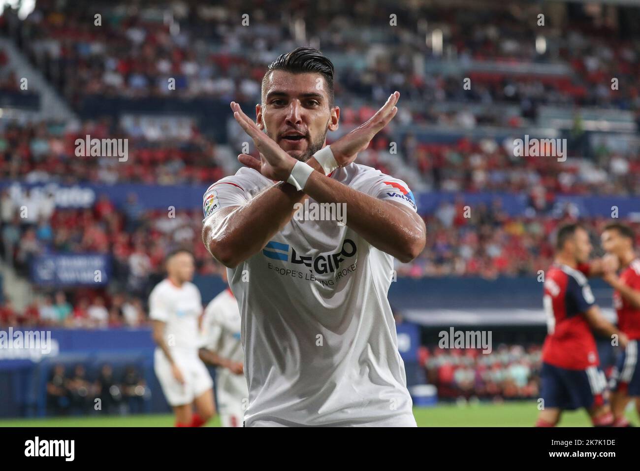 ©Manuel Blondau/AOP Press/MAXPPP - 12/08/2022 Pamplona Rafa mir vom FC Sevilla feiert am 12 ...
