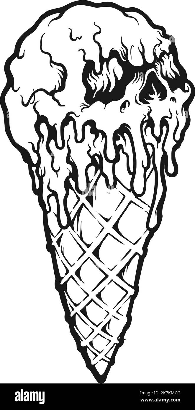 Ice Cream Skull Melt Silhouette Vektor Illustrationen für Ihre Arbeit ...