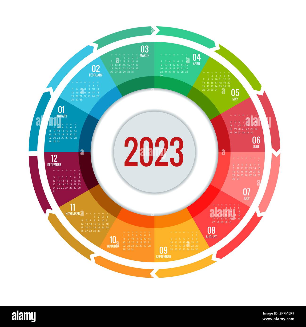 Round Calendar Planner für 2023. Druckvorlage, Ihr Logo und Text ...