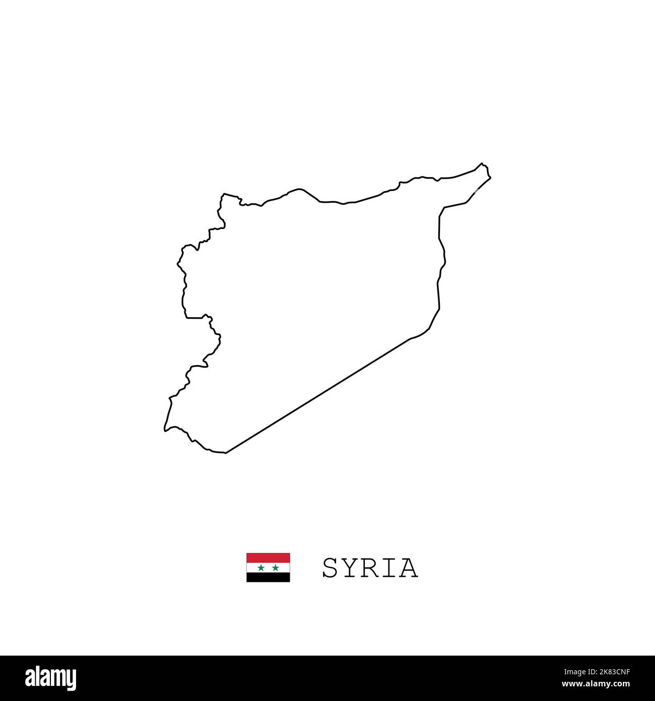 Syrien Vektorkarte Umriss, Linie, linear. Syrien schwarze Karte auf ...