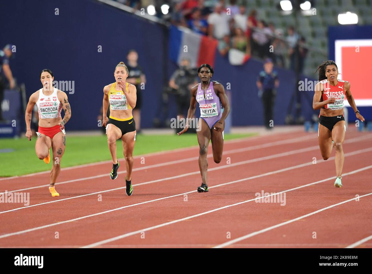 Gina Luckenkemper (Gold), Mujinga Kambundji (Silber), Daryll Neita (Bronze), Ewa Swoboda (4 ...