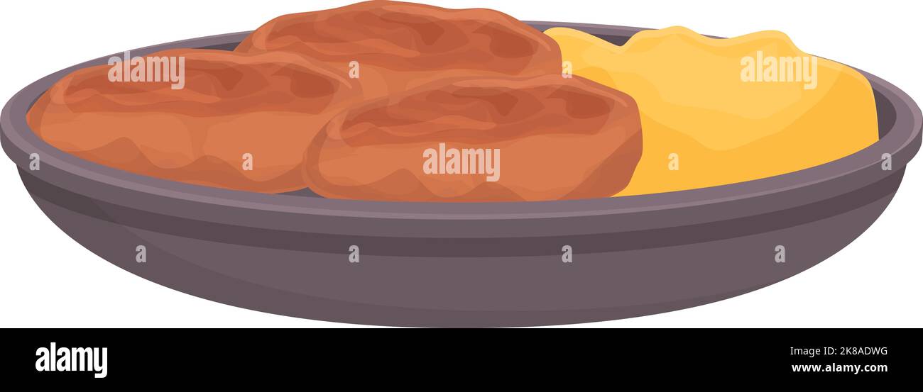 Fleisch Schnitzel Symbol Cartoon-Vektor. Essen im Restaurant ...