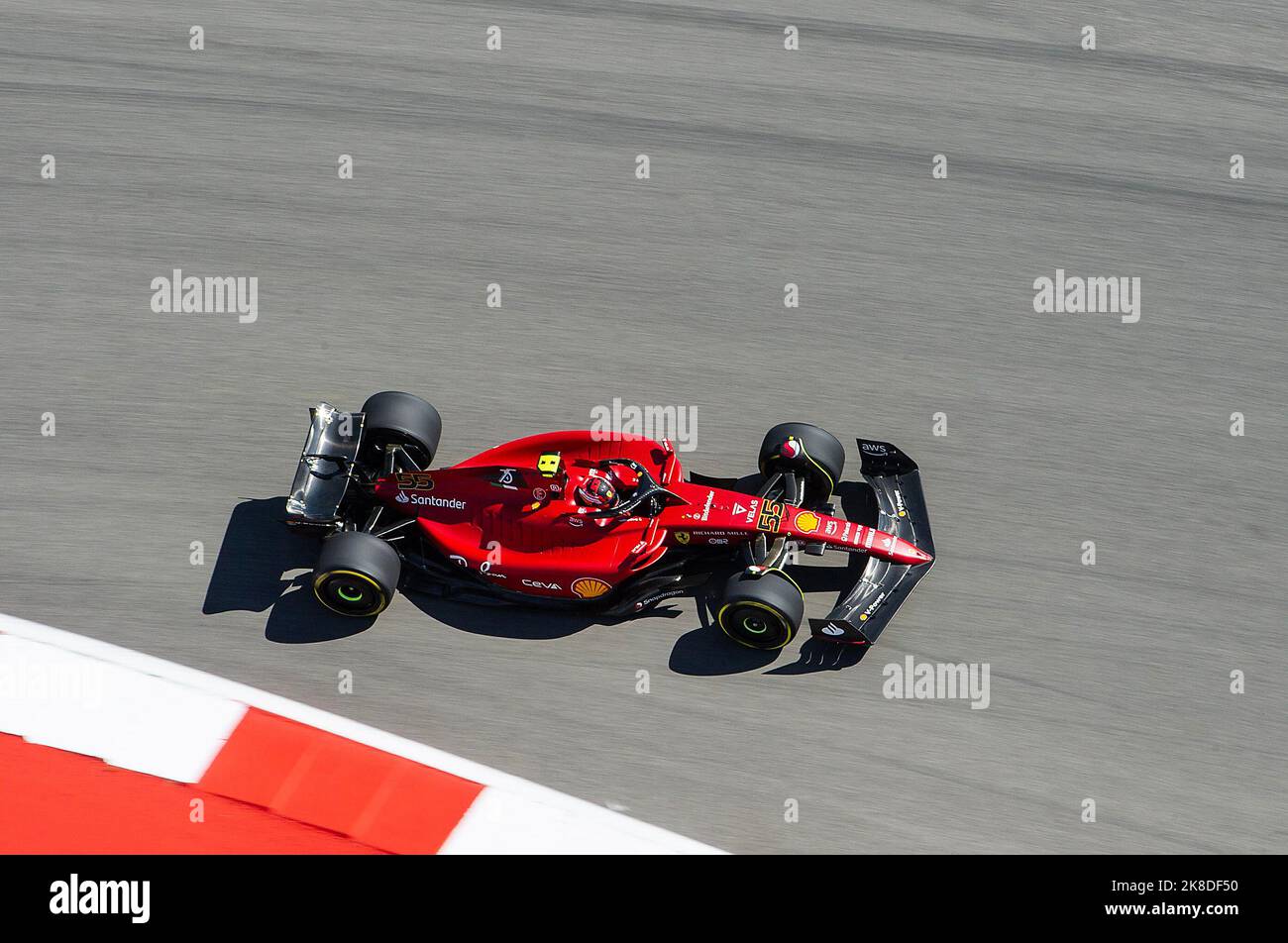 22. Oktober 2022: Carlos Sainz #55 mit Scuderia Ferrari auf Kurs beim ...
