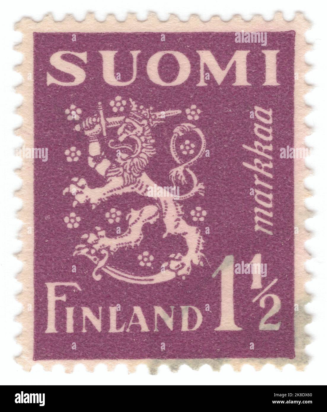 FINNLAND - 1930: Eine rot-violette Briefmarke der Marke 1½ mit ...