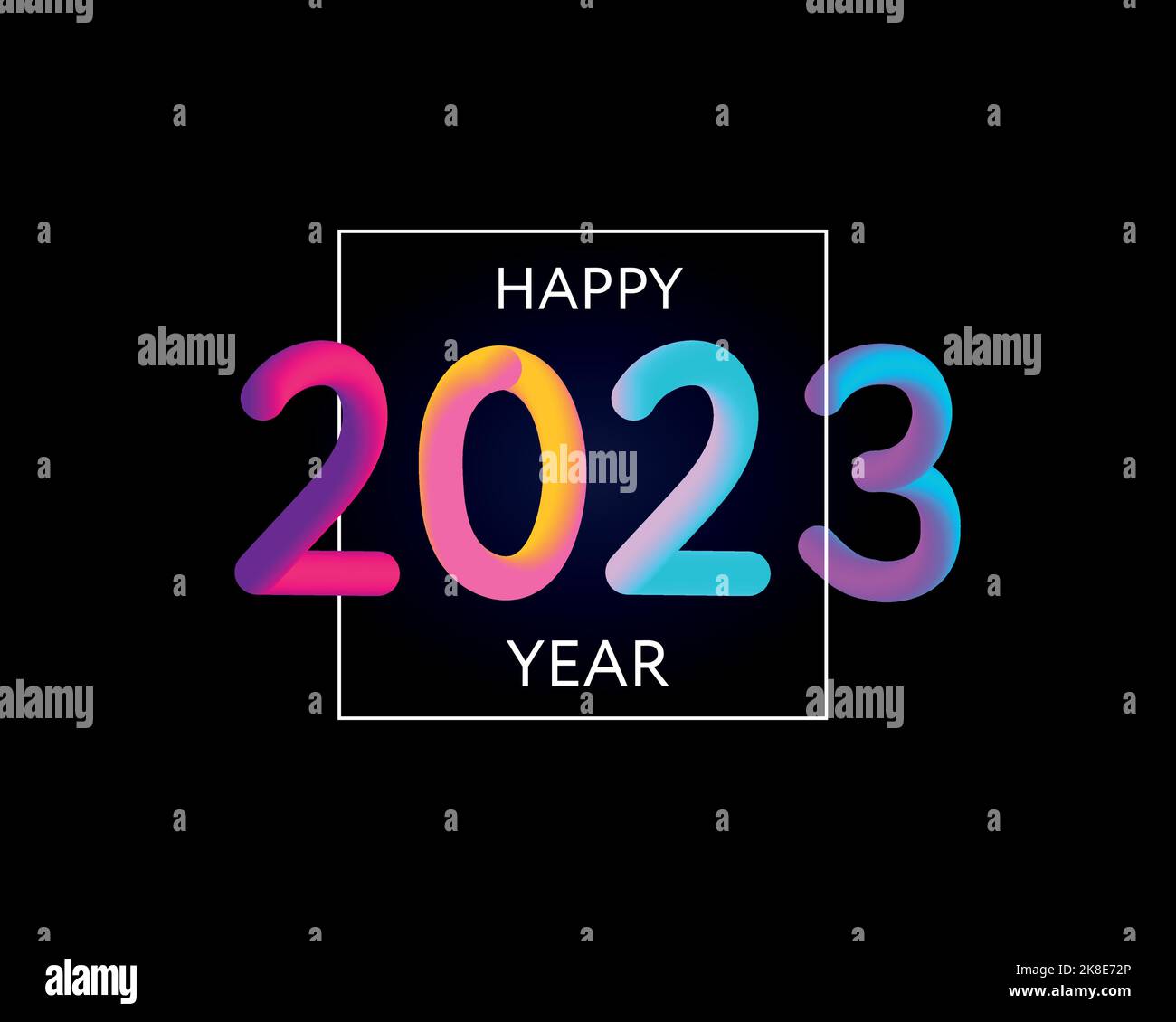 Frohes neues Jahr 2023 Zukunft Metaverse Neon Text Neon mit Metal-Effekt, Zahlen und Futurismus ...