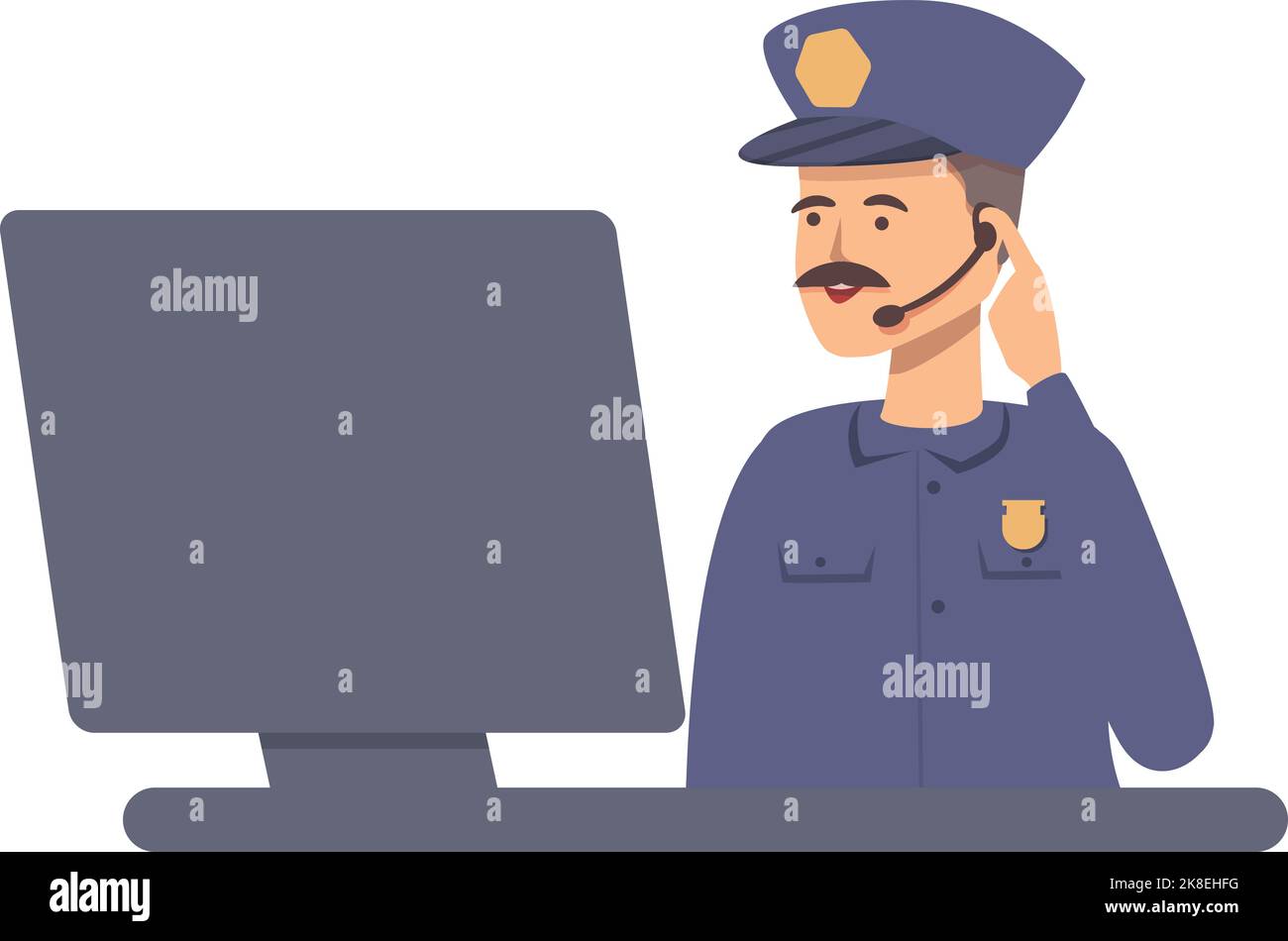 Cartoon-Vektor für Polizei-Call Center-Symbol. Danken Sie dem Team ...