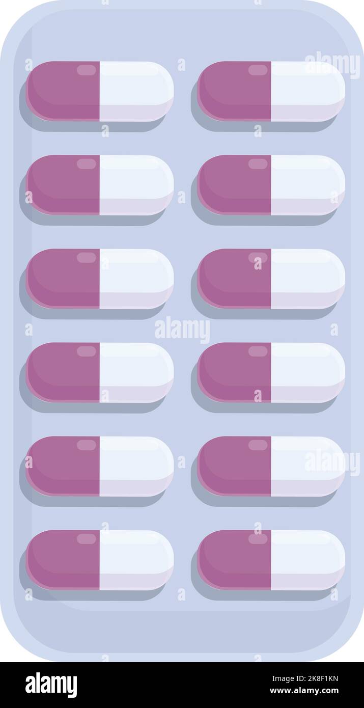 Kapsel Blister Symbol Cartoon-Vektor. Medizinisches Vitamin. Protein in ...