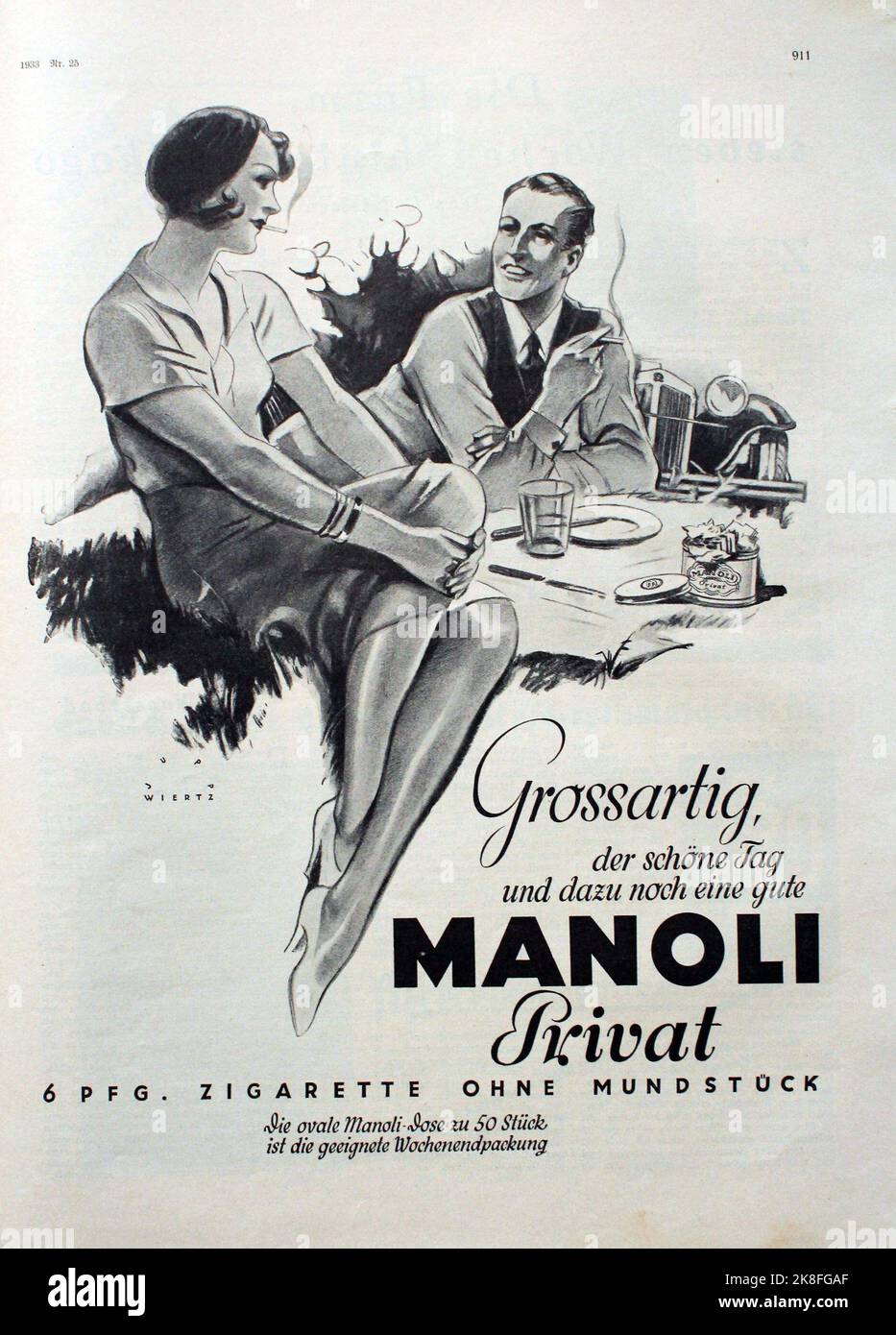 Anzeige der Manoli Zigarettenfabrik Berlin aus dem Jahr 1933 für ...