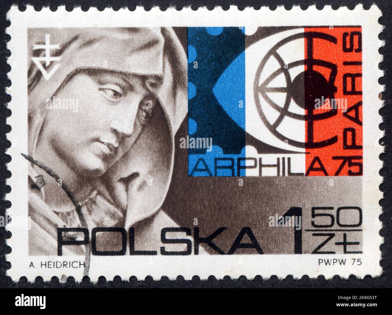 TIMBRE OBLITERE POLSKA. ARPHILA 75 PARIS. 1,50 ZL. 1975 Stockfotografie - Alamy