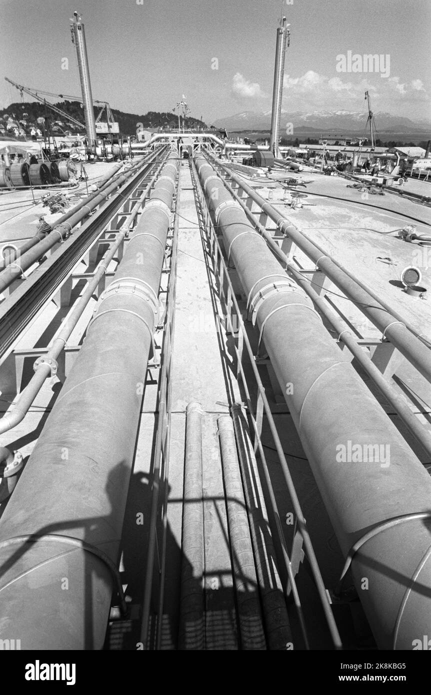 Stord, Mai 1969. Das Tankboot 'King Haakon VII' wird von Stord Verft ...