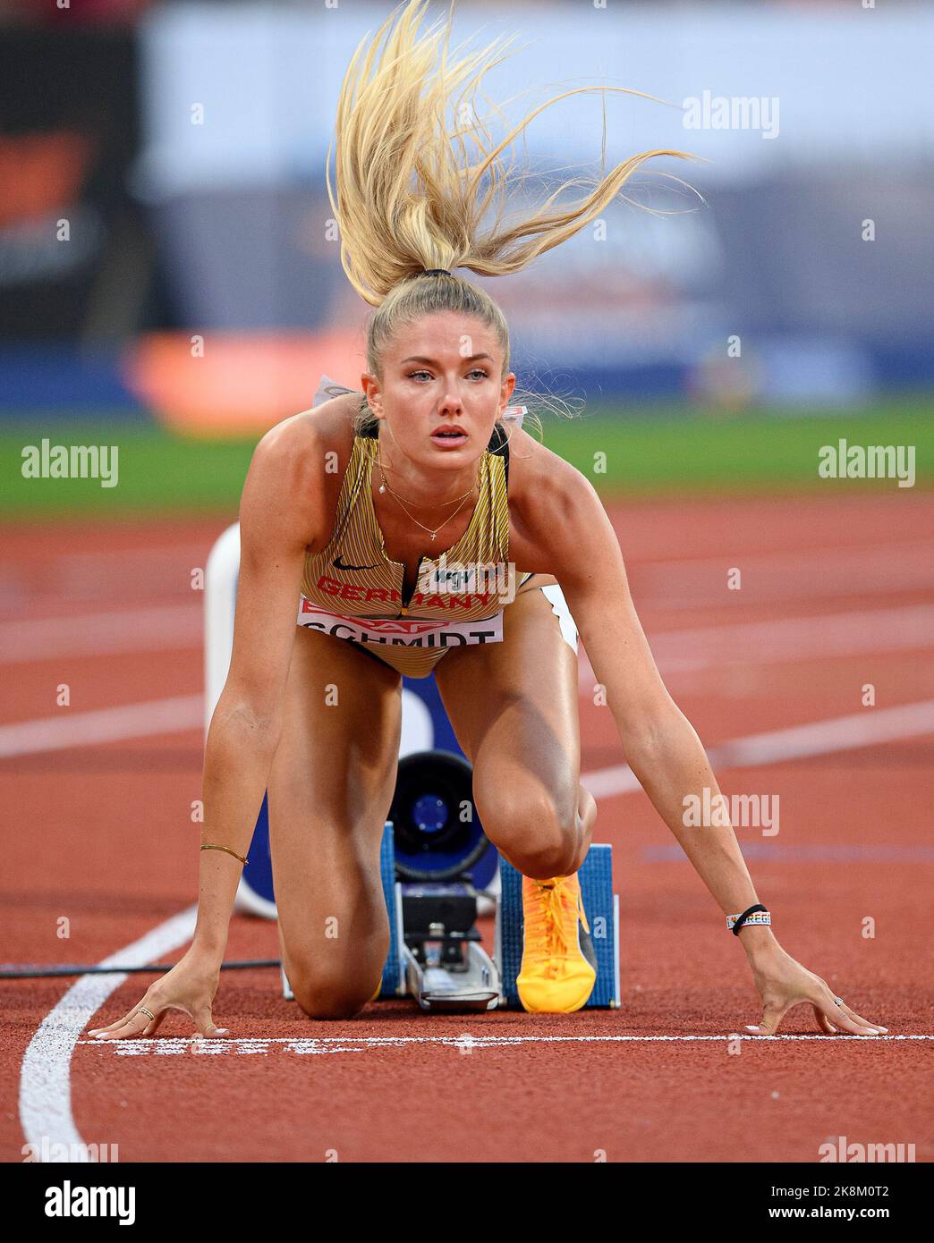 Alica SCHMIDT (GER) Action, am Start, fliegende Haare, Frauen-Vorrunde ...