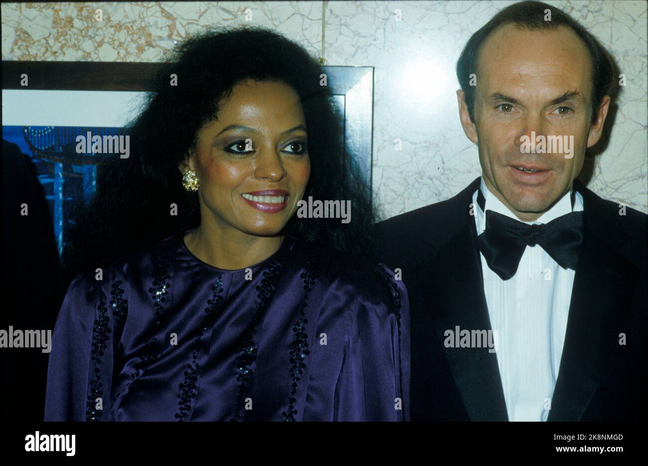 Oslo 19851002: Arne Næs Jr. Schiffsmakler und Felskletterer zusammen mit Diana Ross bei der ...