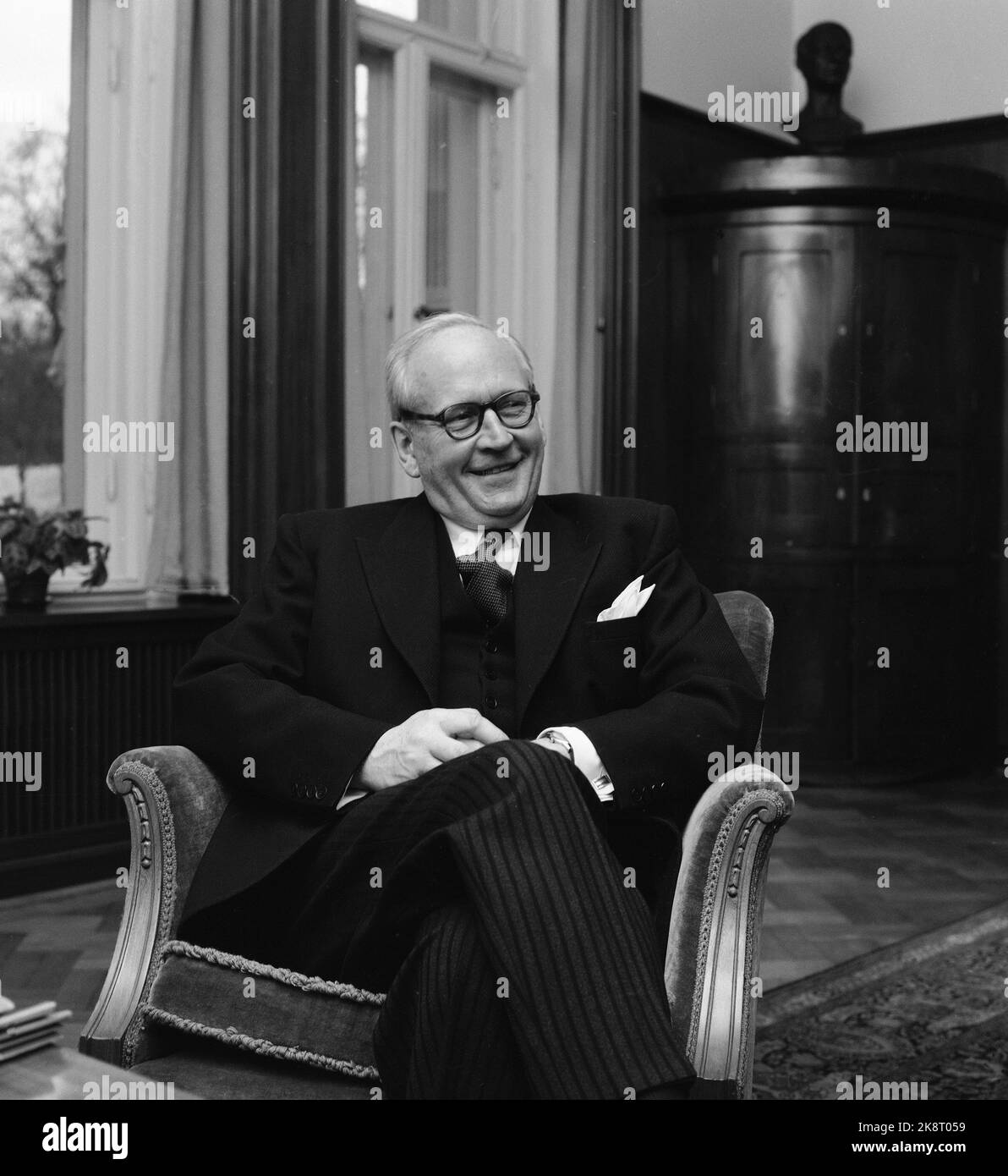 Oslo 14. März 1959. Außenminister Halvard lange war für den Beitritt ...