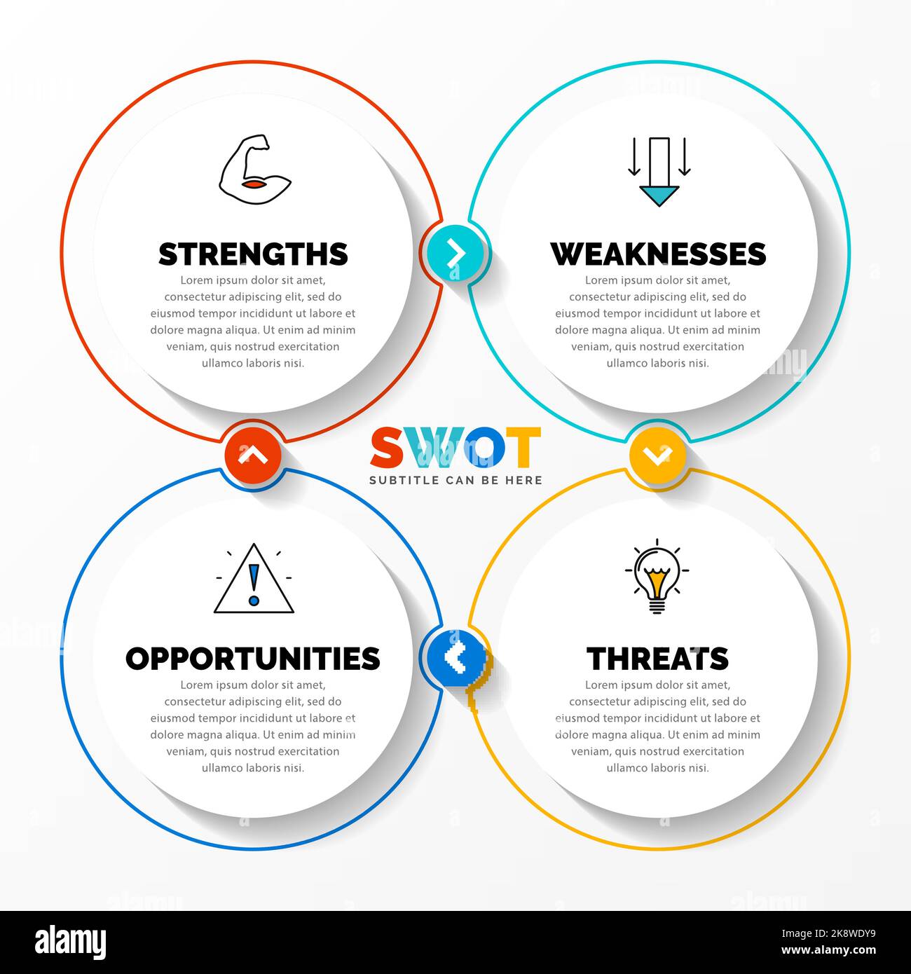 Infografik-Design-Vorlage. SWOT-Konzept mit 4 Schritten. Kann für ...