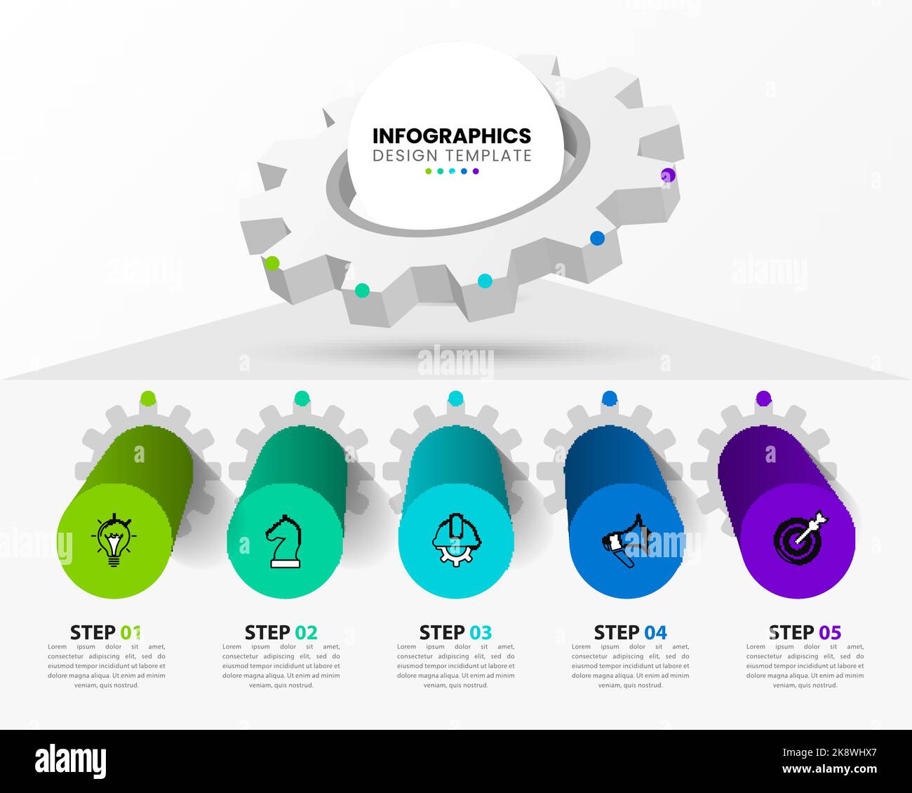 Infografik-Vorlage mit Symbolen und 5 Optionen oder Schritten ...
