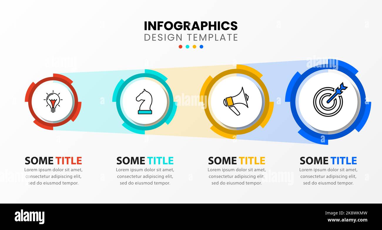 Infografik-Vorlage mit Symbolen und 4 Optionen oder Schritten. Trichter ...