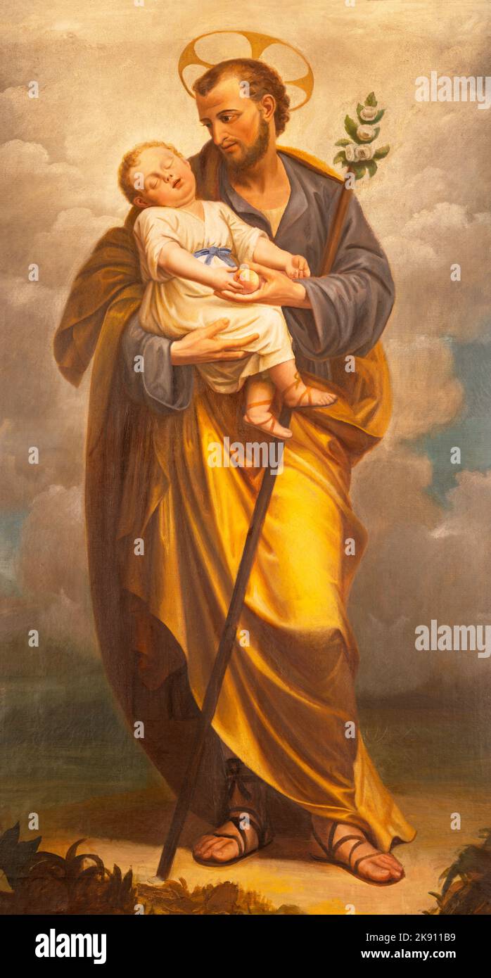IVREA, ITALIEN - 15. JULI 2022: Das Gemälde des heiligen Josef in der ...