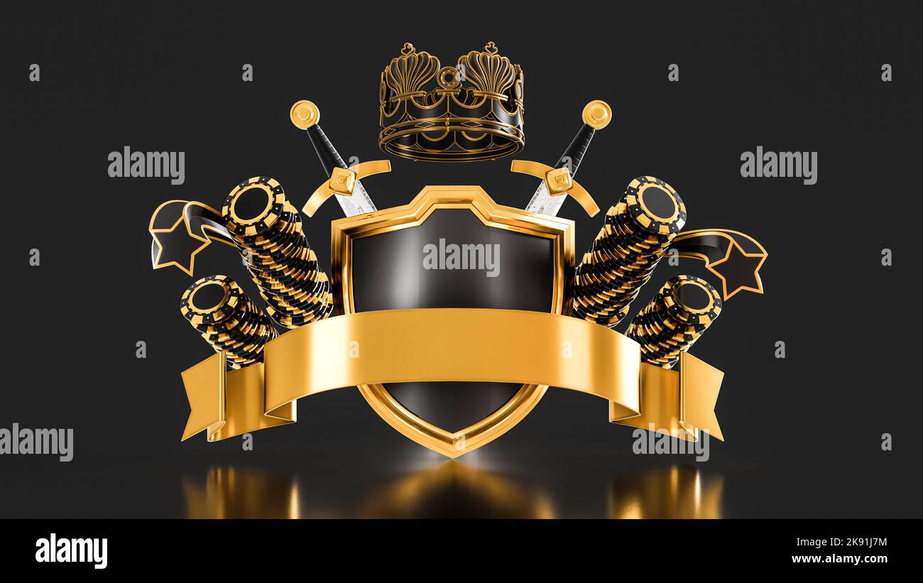 Goldener Krone Lorbeerkranz Gewinnerrahmen. Goldkronenplatz ...