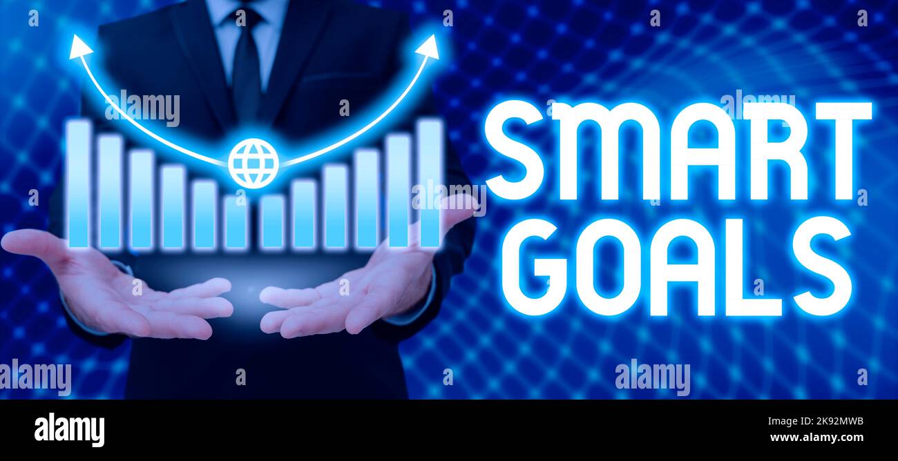 Schild mit Smart Goals. Internet-Konzept mnemonic als Grundlage für die ...
