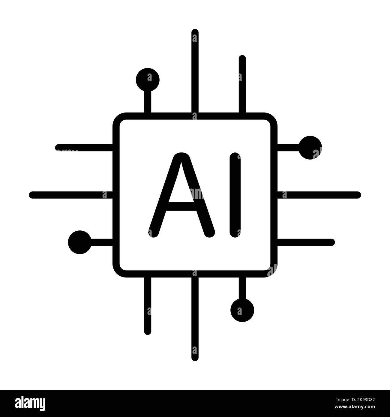 Künstliche Intelligenz KI-Prozessor Chip Vektor Symbol Symbol für Grafik-Design, Logo, Website ...